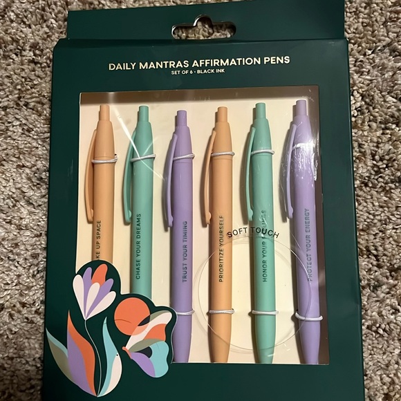 be rooted | Other | Daily Mantras Affirmation Pens Set Of 6 Black Ink ...
